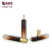 China GB2 Square Shape Luxury Empty Thick Wall Glass Roller Steel Ball Bottle For Perfume Oil for sale