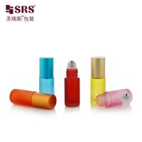China 5ml Wholesale Empty Custom Color Glass Roll On Bottle Metal Ball And Plastic Cap For Travel Perfume Oil for sale