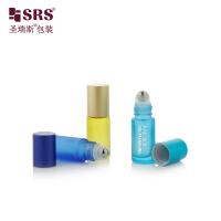 China 5ml Wholesale Empty Custom Color Glass Roll On Bottle Metal Ball And Plastic Cap For Travel Perfume Oil for sale