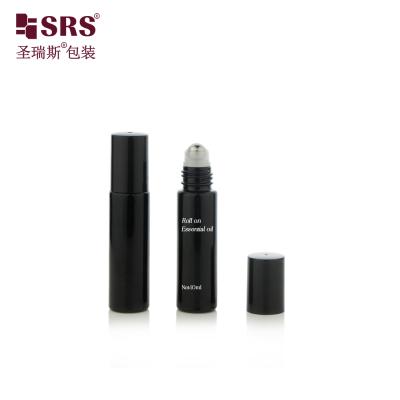 China BLPM 10ML Empty Black Glass Roll On Bottle For Essential Oil No Leakage for sale