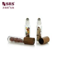 China BLPM-10ML Amber Frosted Glass Roller Steel Ball Essential Oil Bottle With Wooden Cap for sale