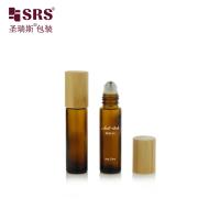 China BLPM 10ML Real Bamboo Cap Brown Glass Roll On Essential Oil Bottles for sale