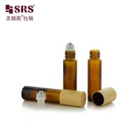 China BLPM 10ML Real Bamboo Cap Brown Glass Roll On Essential Oil Bottles for sale