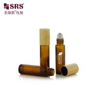 China BLPM 10ML Real Bamboo Cap Brown Glass Roll On Essential Oil Bottles for sale