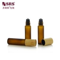 China BLPM 10ML Real Bamboo Cap Brown Glass Roll On Essential Oil Bottles for sale