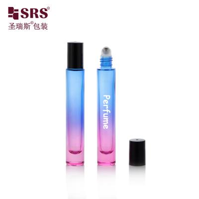 China Gradient Thick Base Glass Roll On Bottle 10ml Refillable Container For Essential Oil Perfume for sale