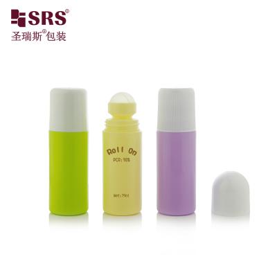 China 75ml PP PCR Roll On Bottle Recycled Plastic for Deodorant Body Massage Oil Packaging for sale