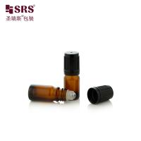 China SRS Amber Glass Roll On Bottle 5ml With Steel Gemstone Glass Ball For Essential Oil for sale