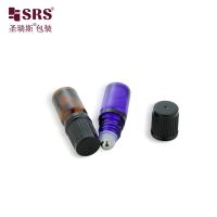 China SRS Amber Glass Roll On Bottle 5ml With Steel Gemstone Glass Ball For Essential Oil for sale