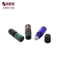 China SRS Amber Glass Roll On Bottle 5ml With Steel Gemstone Glass Ball For Essential Oil for sale