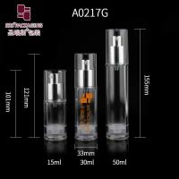 China Transparent AS Airless Cosmetic Bottle 15ml 30ml 50ml Refillable Serum Lotion Packaging for sale