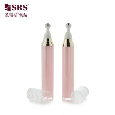 China 15ml/20ml Ribbed Acrylic Roll‑on Bottle Empty Eye Serum Massage Cosmetic Container Custom Logo for sale