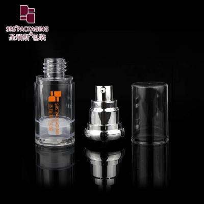 China Transparent AS Airless Bottle With Aluminum Shoulder for Skincare Essence Packaging for sale