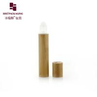 China 15ml Empty Bamboo Roller Bottle Plastic Inner Container Large Capacity Essential Oil Roll On Bottle Laser Logo Acceptable for sale