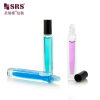 China 10ml Rectangular Glass Roll‑on Bottle Refillable Empty Glass Roller Vial Unique Cosmetic Packaging OEM Supported for sale