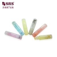 China 10ml Molded Glass Roll‑on Bottle Empty Essential Oil Roller Bottle Fitted With Gemstone Chips Cosmetic OEM Custom Logo for sale