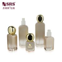 China Elegant Rectangle Glass Cosmetic Bottle Gradient Finish Empty Serum Bottle for Facial Skincare Packaging for sale