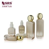 China Elegant Rectangle Glass Cosmetic Bottle Gradient Finish Empty Serum Bottle for Facial Skincare Packaging for sale