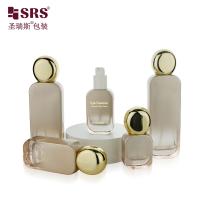 China Elegant Rectangle Glass Cosmetic Bottle Gradient Finish Empty Serum Bottle for Facial Skincare Packaging for sale