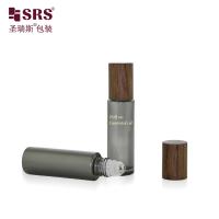 China BLPM 15ML Paint Translucent Color Glass Roll On Bottle With Wooden Cap for sale