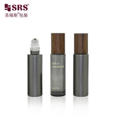 China BLPM 15ML Paint Translucent Color Glass Roll On Bottle With Wooden Cap for sale