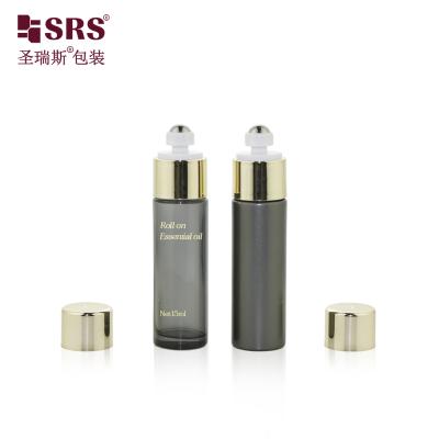 China 15ml Clear Glass Roll on Bottle on off Lock Cap Empty Cosmetic Container for Perfume Lip Treatment Oil for sale