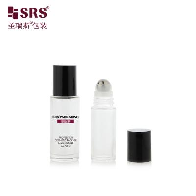 China 30ml/50ml Large Capacity Molded Glass Roll‑On Bottle Empty Cosmetic Roller Vial for Body Oil Perfume for sale