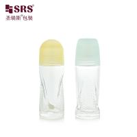China 50ml Irregular‑Shaped Molded Glass Roll‑On Bottle With Plastic Roller Ball For Deodorant Body Perfume for sale