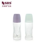 China 50ml Irregular‑Shaped Molded Glass Roll‑On Bottle With Plastic Roller Ball For Deodorant Body Perfume for sale