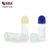 China 50ml Irregular‑Shaped Molded Glass Roll‑On Bottle With Plastic Roller Ball For Deodorant Body Perfume for sale
