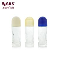 China 50ml Irregular‑Shaped Molded Glass Roll‑On Bottle With Plastic Roller Ball For Deodorant Body Perfume for sale