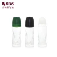 China 50ml Irregular‑Shaped Molded Glass Roll‑On Bottle With Plastic Roller Ball For Deodorant Body Perfume for sale