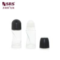 China 50ml Empty Clear Twisted Glass Roll‑on Bottle For Deodorant Antiperspirant Packaging for sale