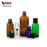 China UV Protection Amber Green Glass Essential Oil Bottle Tamper Evident Screw Cap Custom Logo Cosmetic Packing for sale