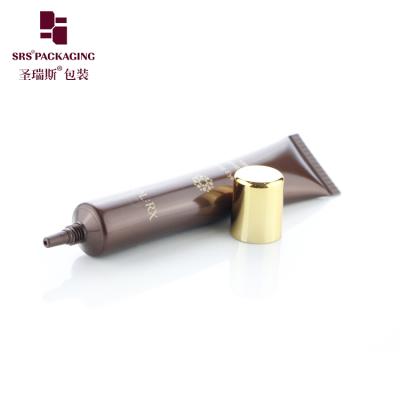 China Dia 19mm Cosmetic Soft Tube Brown Tube with Gold Electroplated Cap for Skincare for sale