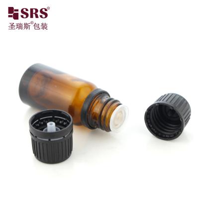China SRS Custom Logo Empty Round Glass Essential Oil Bottle Tamper Evident Cap Multiple Orifice Sizes for sale