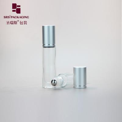 China 10ml transparent clear empty glass roll on metal ball attar perfume bottle for sale