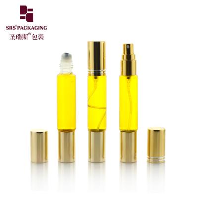 China BLPD-10ml Gold Lid Empty Double Head Design Roller And Spray Bottle For Perfume for sale