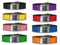 China Custom Medical Silicone QR ID Bracelet 240x18x2mm with Engraveable Stainless Steel Clasp for sale
