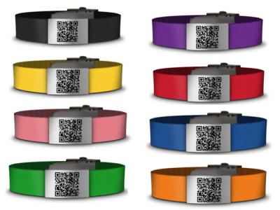 China Custom Medical Silicone QR ID Bracelet 240x18x2mm with Engraveable Stainless Steel Clasp for sale