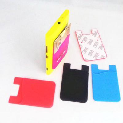 China Silicone Back Phone Pouch Wallet 87x57x3mm Card Holder with 3M Sticker for sale