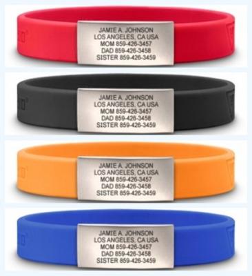 China Adjustable Medical ID Silicone Bracelet with QR Code Stainless Steel Clasp 25mm for sale