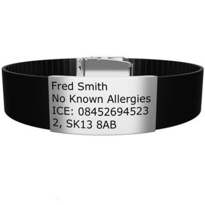 China Custom QR Code Silicone Metal Bracelet 240x18mm Adjustable Wristband for sale