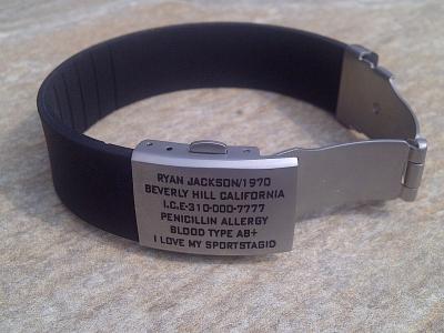 China Custom Silicone QR Code Wristband with Stainless Steel Plate 240x18mm Adjustable for sale