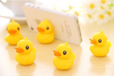 China Cute Duck Shape Silicone Phone Stand 5x3.5x6.3cm Strong Suction Holder for Mobile for sale