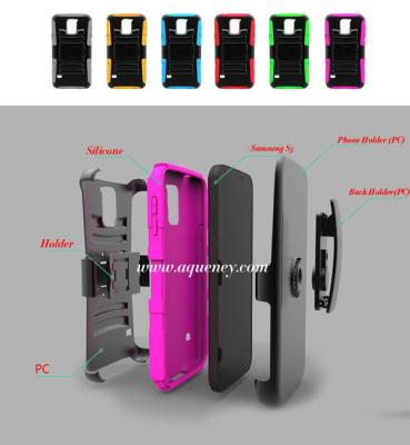 China Samsung S5 Silicone PC Phone Case H Holder Painted Eco Friendly 500pcs MOQ for sale