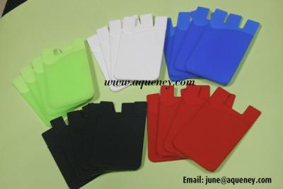 China Silicone Smart Wallet Card Holder with 3M Adhesive for Mobile Phones 87x57x3mm for sale