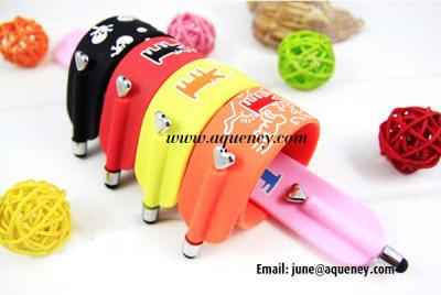 China Custom Silicone Slap Bracelet Stylus Pen for Smartphones Tablets 220mm Eco Friendly for sale