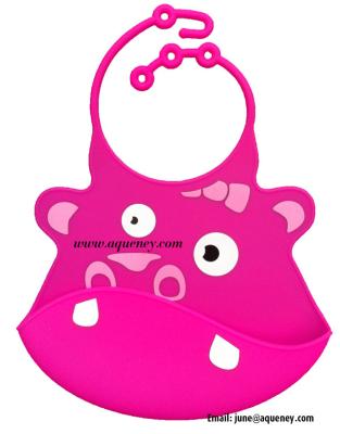 China Adjustable Neck Silicone Baby Bib with Crumb Catcher 6m+ Customizable for sale