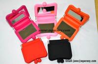 China Eco-Friendly Silicone Mirror Purse Wallet 9.7x8.5cm Coin Purse with Custom Logo for sale
